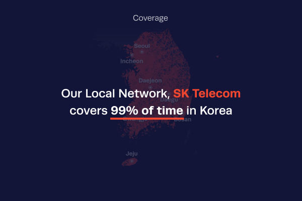 eSIM Korea 4G LTE data plan for travelers at $1.6 per a day.